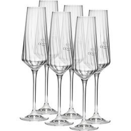 Van Well Sektglas "Eva, Sektgl&auml;ser 20 cl geeicht, 6 St&uuml;ck", &Oslash; 6,5cm x 24,7cm, 200ml, 6 Stk., transparent, Trinkgef&auml;&szlig;e, Relief-Optik,