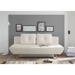 Schlafsofa Home Affaire, B:200cm H:88cm T:99cm, beige, Wohnzimmer, Sofas, "Segmon", einfach in ein bequemes Bett umwandeln, inklusive Bettkasten