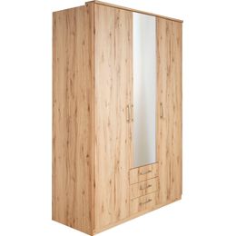Kleiderschrank Priess, B:140cm H:196cm T:57cm, beige, Holzwerkstoff, Ankleidezimmer, Schr&auml;nke, "Husum", mit dekorativen Kranz, wahlweise mit