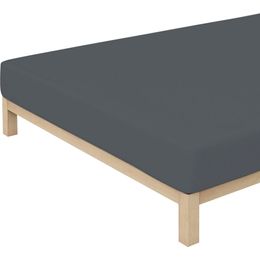 Spannbettlaken Schlafgut, grau, Mako-Zwirn-Jersey, Obermaterial: 95% Baumwolle, 5% Elasthan, Bettlaken, "Premium", Zero Waste Verpackung, PREMIUM