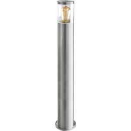 Sockelleuchte Heitronic, H:79cm &Oslash;:13cm, silber, Leuchten, "Naxos", Standleuchte, Au&szlig;enlampe, Pollerleuchte, aus Edelstahl