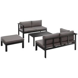 Gartenlounge-Set Konifera, grau, Aluminium, Sitzm&ouml;bel-Sets, "Dubai", Ecklounge, Tisch 100x59 cm, Aluminium