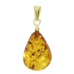 OSTSEE-SCHMUCK Damen Kettenanh&auml;nger "OSTSEE-SCHMUCK Anh&auml;nger Tropfen ca. 17 mm lang - Gold 333/000", 27 x 11mm, Bernstein, 1,3 g, gelb, Bernstein,