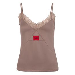 HUGO UNDERWEAR Damen Spitzentop "RED LABEL LACE_CAMI", Gr. XSmedium braun 218, Jersey, Obermaterial: 98% Viskose, 2% Elasthan, unifarben, Tops, mit