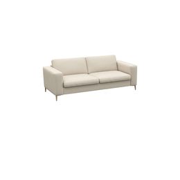 2,5-Sitzer FLEXLUX, B:196cm H:85cm T:92cm, wei&szlig;, 100% Echteder, Sofas, "Fiore, super Sitzkomfort durch Kaltschaum", breite Armlehnen, F&uuml;&szlig;e Alu+ Eiche