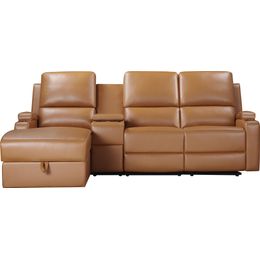 Ecksofa Home Affaire, B:240cm H:105cm T:155cm, braun, Wohnzimmer, Sofas, "NAPORI Multimediasofa, 3er Kinosessel XXL, L-Form, 3 Bezugsstoffe",