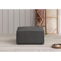 Hocker Home Affaire, B:80cm H:42cm T:80cm, grau, 100% Polyester, Wohnzimmer, Hocker, "SHERWOOD", Hocker quadratisch, ideale Erg&auml;nzung zum Loveseat