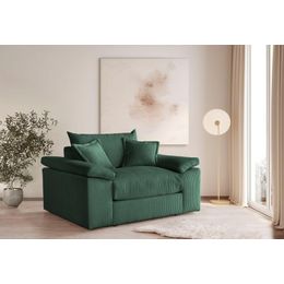 XXL-Sessel Home Affaire, B:151cm H:93cm T:123cm, grün, 100% Polyester, Sessel, "Soft&Cosy, B: 151 cm", Mega-Sessel, Cord oder Chenille-Struktur,mit 2