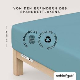 Spannbettlaken Schlafgut, L:200cm, blau, Jersey, Obermaterial: 100% Baumwolle, Bettlaken, "CASUAL u.a. in Gr. 90x200, 140x200 oder 180x200 cm, 100%