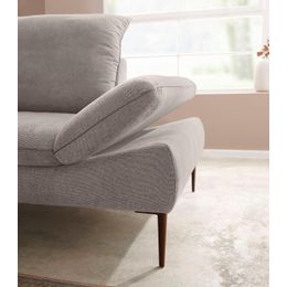 Ecksofa W.Schillig, B:294cm H:87cm T:185cm, grau, Chenille-Flachgewebe R66 (85% Polyester, 15% Nylon);Longlife Xtra-Leder Z59: Glattleder mit