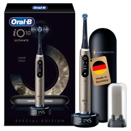 Oral-B Elektrische Zahnbürste "iO Series 10"gold, schwarz, Elektrozahnbürsten, inkl. 1 Aufsteckbürste, iO Sense Schnellladestation, Lade-Reise-Etui