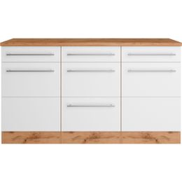 Unterschrank KOCHSTATION, B:150cm H:85cm T:60cm, wei&szlig;, K&uuml;che, Schr&auml;nke, "KS-Wien", edel aussehende gestiftete Fronten
