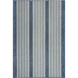 Teppich FLAIR RUGS, B:160cm H:4mm L:230cm, blau, Kunstfaser, Wohnzimmer, Teppiche, "Roma Stripe", Roma Stripe Indoor Outdoor-Teppichl&auml;ufer