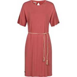 Ragwear Damen Jerseykleid "Kass", rosa, Gr. L, Obermaterial: 95% Polyester, 5% Elasthan, Kleider, stylisches Shirtkleid mit geflochtenem Gürtel