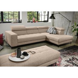 Ecksofa Alina, B:300cm H:102cm T:207cm, grau, Struktur TTA (100% Polyester), Wohnzimmer, Sofas, "Valea", mit R&uuml;ckenlehnenverstellung, wahlweise mit