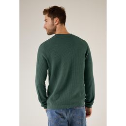 Street One MEN Herren Rundhalspullover, gr&uuml;n, Gr. XXL, unifarben, Web, 100% Baumwolle, Pullover, mit Struktur