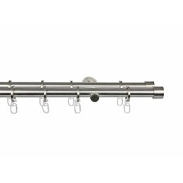 Gardinenstange Garesa, L:310cm &Oslash;:20mm, silber, Metall, Gardinenstangen, "CHAPEAU", Vorhanggarnitur, mit Ringe und Haken, verl&auml;ngerbar, edelstahl optik