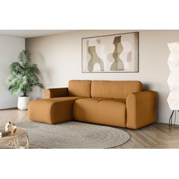 Ecksofa OTTO HOME, B:250cm H:86cm T:166cm, gelb, 100% Polyester, Wohnzimmer, Sofas, "Zacharia wahlweise Schlafsofa mit Bettkasten, B/T/H 250/166/86