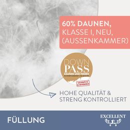 3-Kammer-Kopfkissen EXCELLENT, B:65cm L:100cm, wei&szlig;, Bezug: 100% Baumwolle. F&uuml;llung Au&szlig;enkammer: 60% Daunen, 40% Federn. F&uuml;llung Innenkammer: 100%