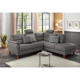 Ecksofa Home Affaire, B:236cm H:89cm T:212cm, grau, 100% Polyester;Struktur (100% Polyester);Luxus-Microfaser in Lederoptik (100% Polyester),
