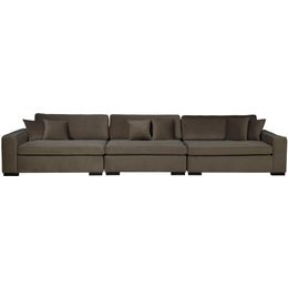 3-Sitzer Home Affaire, B:400cm H:86cm T:130cm, grau, 100% Polyester, Sofas, "Skara XXL", Lounge-Sofa XXL mit Federkern-Polsterung, in vielen