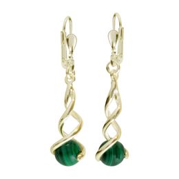 OSTSEE-SCHMUCK Damen Paar Ohrh&auml;nger "- Lusia - Gold 333/000 - Malachit", Gelbgold 333, gold, Gelbgold 333, Ohrringe