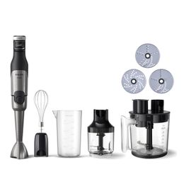 Philips Stabmixer "HR2685/00 5000 Series, mit ProMix-Technologie, Becher", B:4cm H:22cm T:7cm, schwarz, Mixer, Schneebesen, Foodprozessoraufsatz und