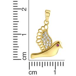 Firetti Damen Kettenanh&auml;nger "Schmuck Geschenk Gold 375 Halsschmuck Anh&auml;nger Halskette Taube", Gelbgold 375, 0,8 g, rot, Gelbgold 375,