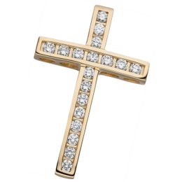 Jobo Damen Kreuzanh&auml;nger "Anh&auml;nger Kreuz", SI = kleine Einschl&uuml;sse, Diamanten Gelbgold 585, gelb, Diamanten, Gelbgold 585, Schmuckanh&auml;nger, 585 Gold