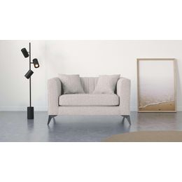 Loveseat Home Affaire, B:130cm H:74cm T:86cm, beige, 100% Polyester, Sessel, "MATTHEW Loungesessel, Maße B/T/H: 130/86/74 cm", incl. Zierkissen,
