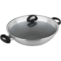 CS SOLINGEN Wok "Premium", Ø 36cm, silber, CARL SCHMIDT SOHN, Pfannen, Ø 36 cm, mit Glasdekel, Induktion