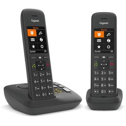 Gigaset Schnurloses DECT-Telefon "C575A Duo", schwarz, Station&auml;rtelefone, Anrufbeantworter, 2 Mobilteile