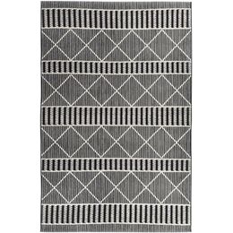 Teppich Tom Tailor HOME, B:80cm H:5mm L:165cm, schwarz, Polypropylen (PP), Wohnzimmer, Teppiche, "Funky Outdoor Geometric", Flachgewebe, modernes