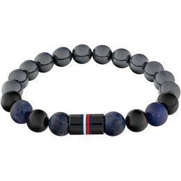 Tommy Hilfiger Herren Armband "JAMESON", 18,5cm, Edelstahl, schwarz, Edelstahl, Armbänder, mit Sodalith, Hämatit, Onyx, Emaille