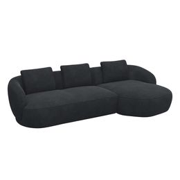 Wohnlandschaft FLEXLUX, B:276cm H:85cm T:146cm, grau, Sofas, "Torino, rund, L-Form, Sofa-Ecke mit Recamiere, Longchair-Sofa", Modernes, organisches