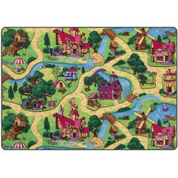 Kinderteppich, B:95cm H:6,5mm L:133cm, bunt, PRIMAFLOR-IDEEN IN TEXTIL, Polyamid, Teppiche, "Spielteppich CANDY TOWN", Kurzflor,