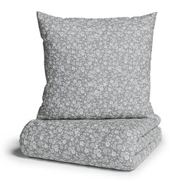 Bettwäsche my home, grau, Renforcé, Obermaterial: 100% Baumwolle, Jugendzimmer, Bettwäsche, "Mariby", mit feinem Blümchen Design, skandinavisch,