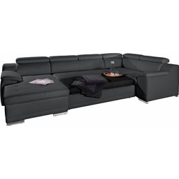 Sit & More Wohnlandschaft SIT & MORE, B:336cm H:93cm T:193cm, schwarz, Kunstleder SOFTLUX;Struktur ( 100% Polyester), Sofas, "Top Andiamo U-Form", mit