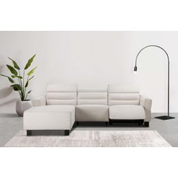 Ecksofa Home Affaire, B:263cm H:97cm T:179cm, beige, Wohnzimmer, Sofas, "Carpari, L-Form, 263 cm, manuelle o. elektrische Relaxfunktion", USB A/C und