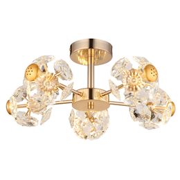 Globo LIGHTING LED Deckenleuchte "FLORIELLA", 1 Stk.goldfarben, Wohnzimmer, Leuchten, Deckenlampe/goldfarben/Glaskristalle/3000K