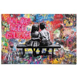 Poster Reinders, B:91,5cm H:61cm T:0,1cm, bunt, Wohnzimmer, Bilder, "Love is All We Need", Wohnzimmer - Mehrfarbig - 150 gr. Papier - Street Art -