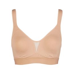 Nina von C. Damen Bügelloser BH ""Cotton Shape"", Gr. 85, braun, Obermaterial: 82% Baumwolle, 18% Elasthan. Spitze: 54% Polyamid, 46% Elasthan,