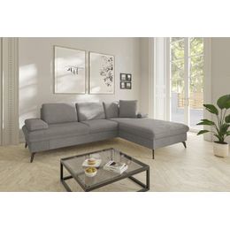 Sit & More Ecksofa SIT & MORE, B:247cm H:83cm T:171cm, grau, 100% Polyester, Wohnzimmer, Sofas, "Morris Jubi L-Form, B: 247 cm", mit Armteilfunktion & 1