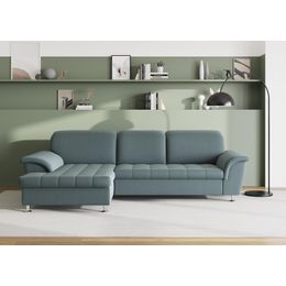 Ecksofa DOMO collection, B:278cm H:80cm T:171cm, blau, Flachgewebe (100% Polyester);Chenille (100% Polyester), Wohnzimmer, Sofas, "Franzi Steppung im