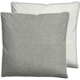 Kissenbezug Biberna, B:80cm L:80cm, grau, Flanell, Obermaterial: 100% Baumwolle, Outdoor, Kissenbez&uuml;ge, "Hermal Flanell mit Rei&szlig;verschluss,