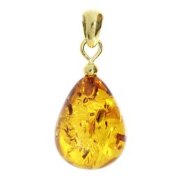 OSTSEE-SCHMUCK Damen Kettenanh&auml;nger "OSTSEE-SCHMUCK Anh&auml;nger Tropfen ca. 20 mm lang - Gold 585/000", 30 x 12mm, Bernstein, 2,4 g, gelb, Bernstein,
