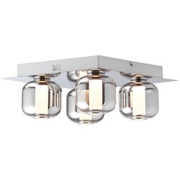 Brilliant Deckenleuchte "Rafa", 4, H: 15cm, 1 Stk., grau, Wohnzimmer, Leuchten, LED Deckenlampe 4flg chrom/rauchglas