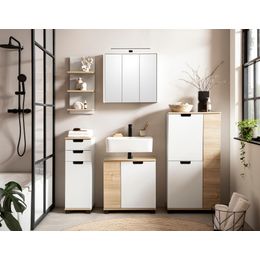 Stauraumschrank Schildmeyer, B:59,8cm H:116,9cm T:32,6cmmattwei&szlig;, wei&szlig;eichefarben, FSC-zertifizierter Holzwerkstoff, Schr&auml;nke, "Emmik, Breite 60 cm,