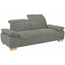2,5-Sitzer Home Affaire, B:215cm H:77cm T:90cm, gr&uuml;n, Chenille 100% Polyester;Struktur fein ( 100% Polyester);Luxus-Kunstleder;Struktur weich (100%