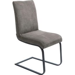 K+w Komfort & Wohnen Freischwinger, B:47cm H:96cm T:62cm, grau, K+W KOMFORT & WOHNEN, 520: Microfaser, 100% Polyester, St&uuml;hle, "Floyd", Kontrastnaht, Freischwingergestell